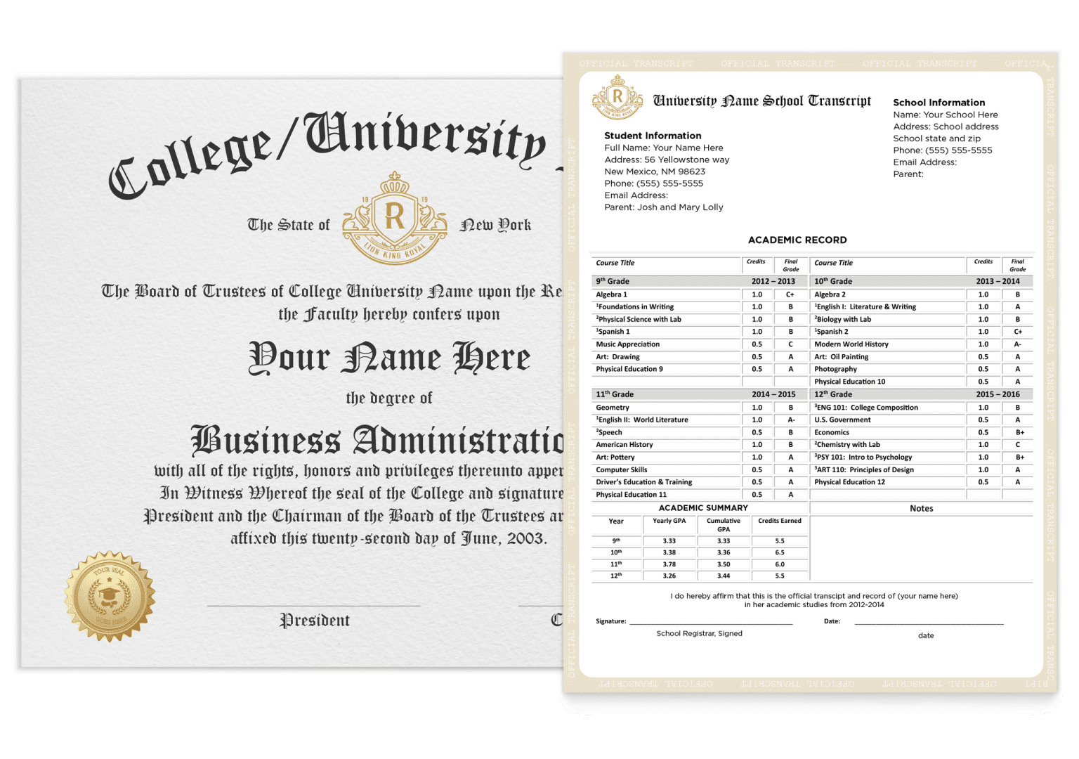 Fake College & University Diploma And Transcripts